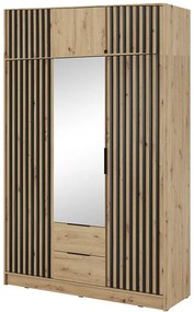 Šatní skříň NELLY 3D se zrcadlem + nástavec | 155 cm | artisan