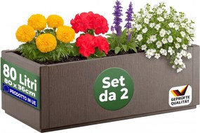 Květináč Ethica sada 2 ks hnědý plast 80x36x36cm