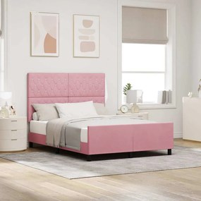 Postel s boxspringem s čelo Růžová 140 x 190 cm samet 3344878