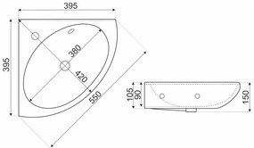 Novoterm Keramické rohové závěsné umyvadlo NV-Elf Nar