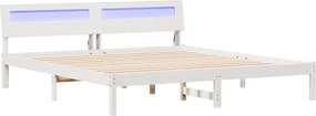 Rám postele s čelo Bílá 200 x 200 cm Masivní borové dřevo 3385743
