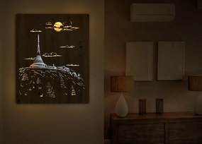 Li-Go "Ještěd" světelný obraz s baterií 90x120cm provedení povrchu: jedle