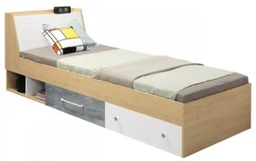 Jednolůžková detská postel Brikuf BI11 L / P, Barva:: dub / bílá + betón