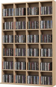 HOMCOM úložný prostor na CD a DVD, multimediální regál s 24 oddíly, maximální kapacita 480 CD/312 DVD, dřevěný regál s nastavitelnými policemi, 89 x …