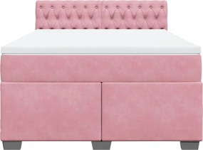 Box spring postel s matrací tmavě růžová 140 x 200 cm samet 3286341