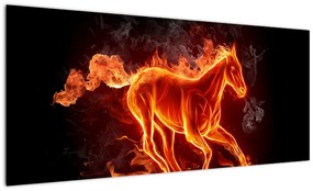 Obraz hořící kůň (100x40cm)