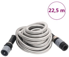 Zahradní hadice s tryskou stříbrná 0,6" 22,5 m nerezová ocel 154512