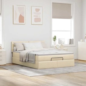 Osmanská postel s matrací &amp; LEDs Cream 140x190 cm Látka 3312227