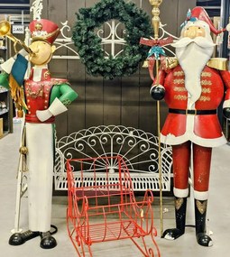 Veliká kovová socha Louskáček Nutcracker s trubkou - 65*71*218 cm