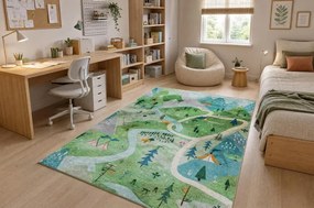 Dětský koberec protiskluzový BAMBINO 61550 zelený / šedý
