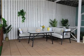 Šedý hliníkový zahradní lounge set pro 5 Edinburgh – Rojaplast