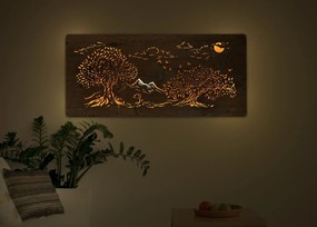 Li-Go "Tři duby" světelný obraz s baterií 110x50cm varianta: ovládání na obraze bez dálkového ovladače, provedení: bříza
