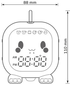 LED RGBW Stmívatelná dětská noční lampička s budíkem FILIP LED/1,5W/5V 1500 mAh