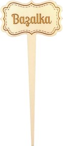 AMADEA Dřevěný zápich - cedulka na bylinky Bazalka, výška 20 cm, český výrobek