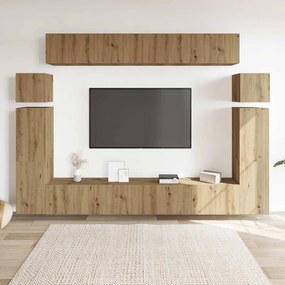 Sada 8 kusů nástěnné TV skříňka dub artisan kompozitní dřevo 3329012