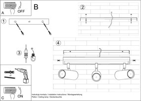 Sollux Lighting Stropní svítidlo DIREZIONE 3 bílé