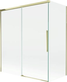 Mexen Rox, 2-křídlová posuvná vanová zástěna 140 + 70 x 150 cm, 8mm čiré sklo, zlatý lesklý profil, 8C9-140-070-50-00