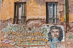 DIMEX | Samolepicí vliesová fototapeta na zeď Che Guevara graffiti MA-5-0796 | 375 x 250 cm | žlutá, oranžová, hnědá