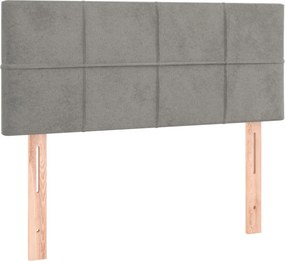 Box spring postel s matrací a LED světle šedá 100x200 cm samet 3134387
