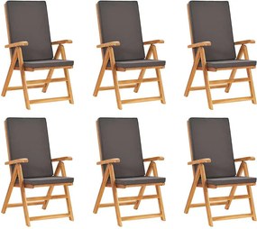 7dílný zahradní jídelní set s poduškami masivní teak šedý 3059567