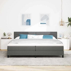 Postel s boxspringem s čelo Tmavě šedá 200 x 200 cm textil 3338637