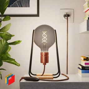 creative cables Stolní lampa Taché elegant s textilním kabelem, vypínačem a dvoupólovou zástrčkou Barva kabelu: Černo-měděný
