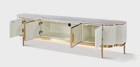 TV stolek Stilig ST905C 200 cm bílý/zlatý/mramor