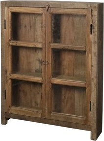 Hnědá antik dřevěná vitrína z recyklovaného dřeva Grimaud - 85*18*105 cm