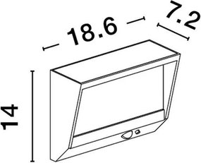 NV 9492540 Venkovní nástěnné svítidlo VALOR antracitový hliník a matný akryl LED 2W 3000K 3.7V 86st. IP65 vypínač na těle / solární / pohybové čidlo - NOVA LUCE