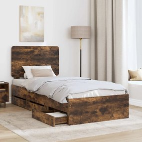 Rám postele s čelo Kouřový dub 75 x 190 cm Inženýrské dřevo 3412648