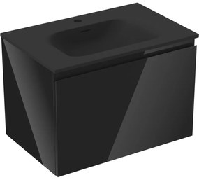 Mexen Orio koupelnová skříňka 70 cm s umyvadlem Vela, 1 zásuvka, černý lesk/černý mat - 91A10-07047-1-BF70-W23M71