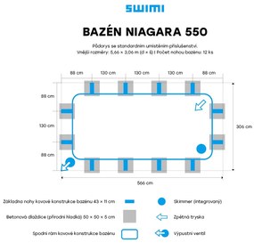 Technypools Bazén NIAGARA 550 5,66 x 3,06 x 1,25 m (9900P) Barva: šedá