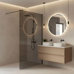 Bezrámová sprchová zástěna REA FLEXI TITAN 80 cm, titan kartáčovaný/šedá kouřová - bez vaničky