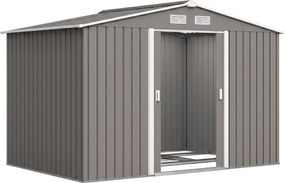 Zahradní kůlna Outsunny 4,9 m² s pultovou střechou, posuvné dveře, základy, 277 x 195 x 192 cm, kůlna z pozinkované oceli, odolná vůči počasí, pro za…