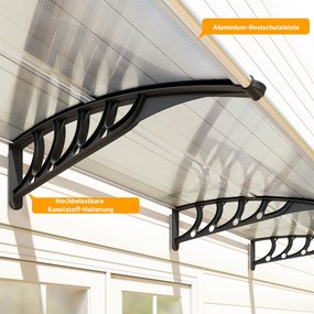 Outsunny Plachta Křídla pro Přední Dveře 303 x 96 x 27 cm s Ochrannou proti UV, Ochrana proti dešti, Slunečník pro Venkovní Použití, Hliník Černý