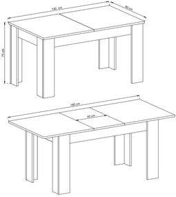 Rene - rozkládací jídelní stůl L140 - 140/180x80 cm | POŠKOZENÝ OBAL