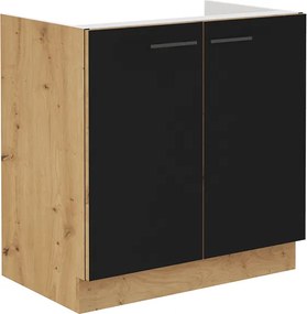 Spodní dřezová skříňka, černý mat / dub artisan, Monro 80ZL 2F BB