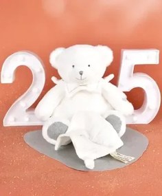 Doudou Dárková sada Plyšový medvídek s dečkou 30 cm šedý / od 0 měsíců