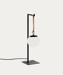 Černá kovová stolní lampa s plastovým stínidlem (výška 60 cm) Monteiro – Kave Home