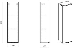 Koupelnová závěsná skříňka KAPA dub zlatý - nízká vrchní