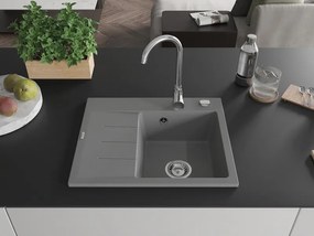 Mexen Ben, 1-komorový granitový dřez 600x500x190 mm, pravý + chromový sifon, šedá, 6523605000-71