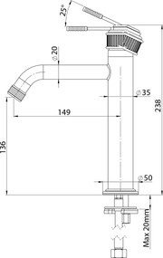 Sapho Versi umyvadlová baterie stojánková výška 240 mm černá mat RV004/15