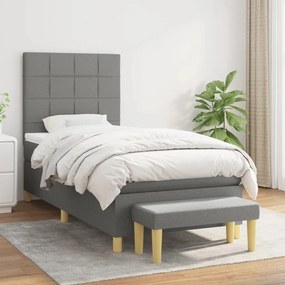 vidaXL Box spring postel s matrací 100 x 200 cm textil [3137135] Barva: Tmavě šedá