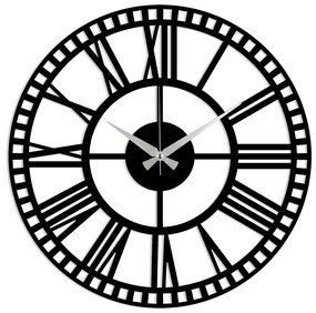 Wallexpert Dekorativní kovové nástěnné hodiny Metal Wall Clock 10 - Black, Černá