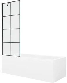 Mexen Cubik obdélníková vana 170 x 70 cm s pláštěm 1-křídlovou zástěnou 70 cm, Černý vzor - 550317070X9507007077