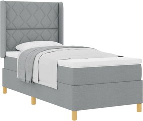 Postel s boxspringem s čelo Světle šedá 90 x 200 cm textil 3341875