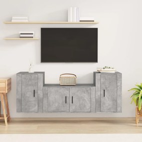 3dílný set TV skříněk betonově šedý kompozitní dřevo 3188506