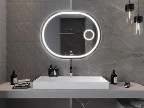 Mexen Umba osvětlené koupelnové zrcadlo s kosmetickým zrcátkem 100 x 80 cm, LED 6000K, protizamlžování