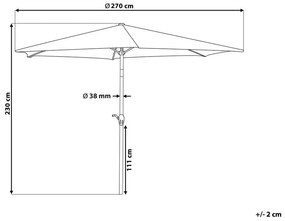 Slunečník 270 cm světle šedý VARESE Beliani