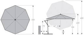 Slunečník DOPPLER Expert 350 cm výkyvný s boční tyčí přírodní T820